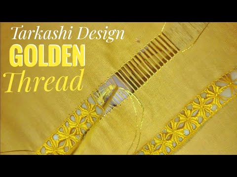 Tarkashi Design with use ''Golden'' Thread flowers Embroidery - YouTube
