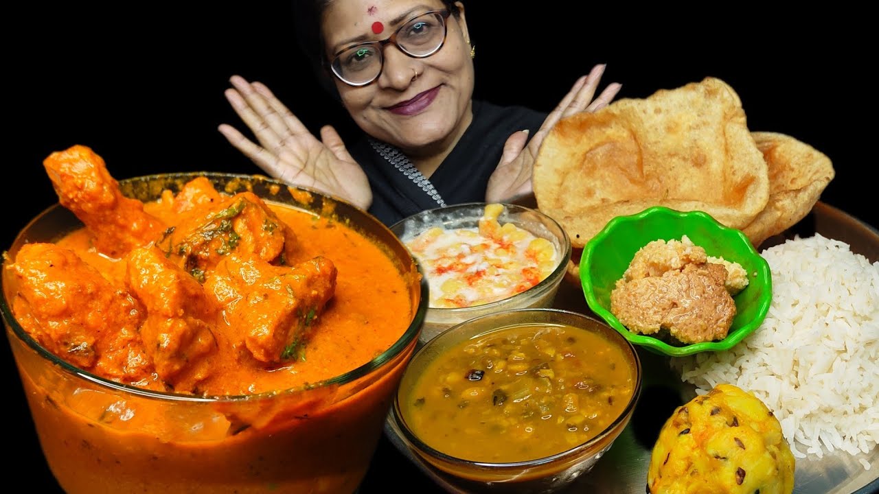 ODIA EATING SHOW ,🔥BUTTER🐓CHICKEN+PURI(LUCHI)+BUNDI RAITA+CHHENA PODA ...