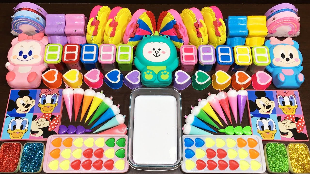 RAINBOW Slime I Mixing random into Glossy Slime I Relaxing slime videos ...