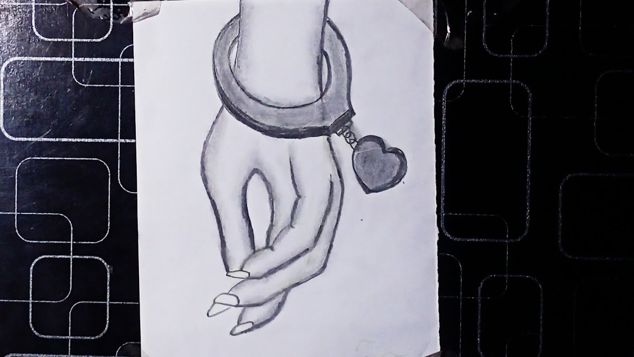 how to draw handcuffed in hand drawing beautiful sample arts drawings ...