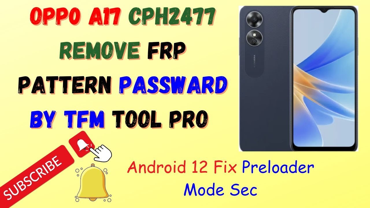 How to oppo a17 cph2477 | frp bypass | by tfm tool pro - YouTube