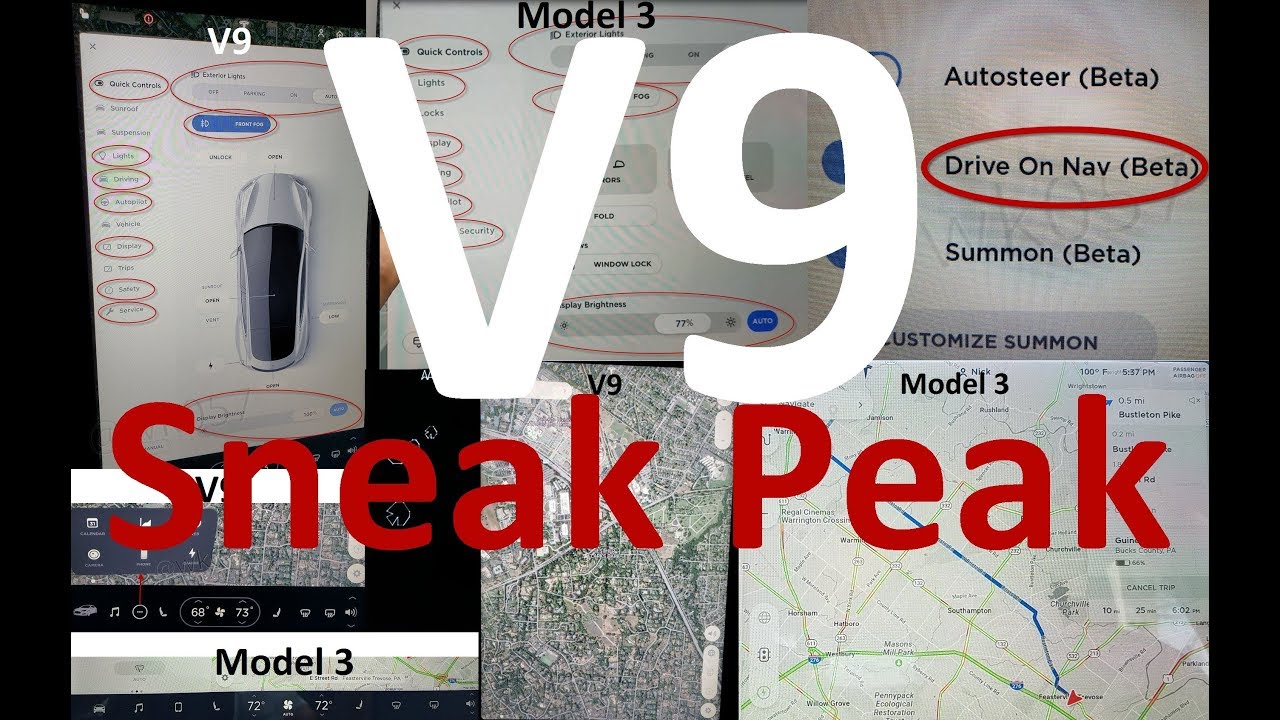 Tesla V9 Software Sneak Peak - YouTube