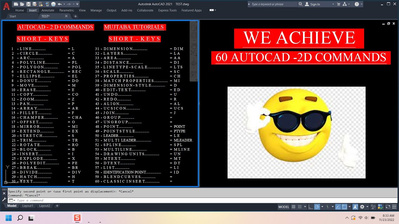 We Achieve 60 Autocad 2d Commands With Details Autocad For Beginners