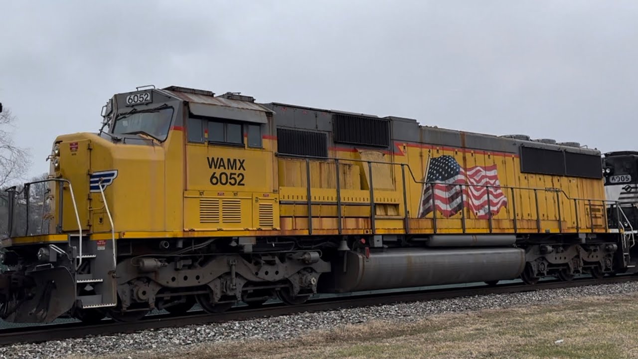 Chasing KNWA 380 with EX UP SD60M (WAMX 6052) from Nitro to North Charleston wv 2/11/24 - YouTube