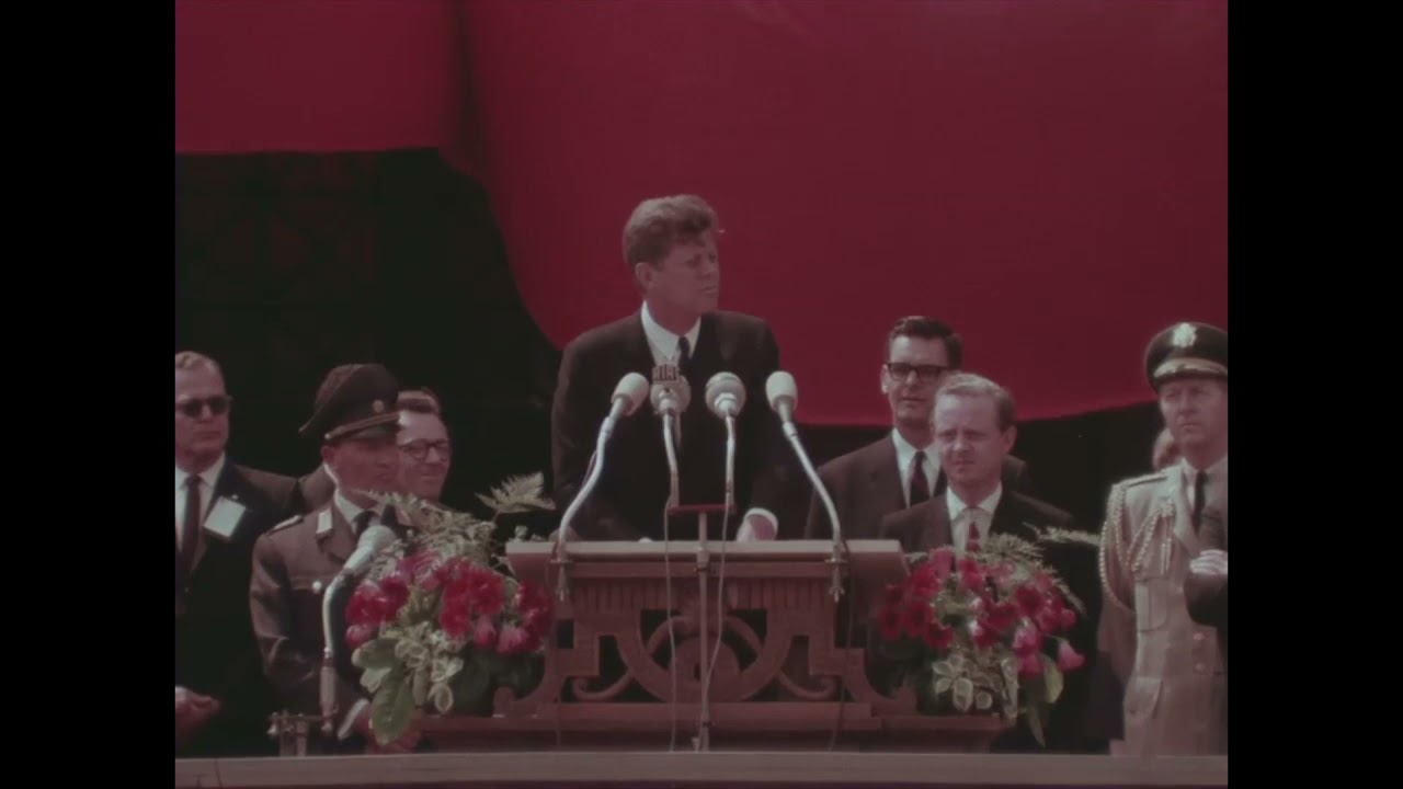 John F. Kennedy "Ich bin ein Berliner" (1963) [Original color film ...