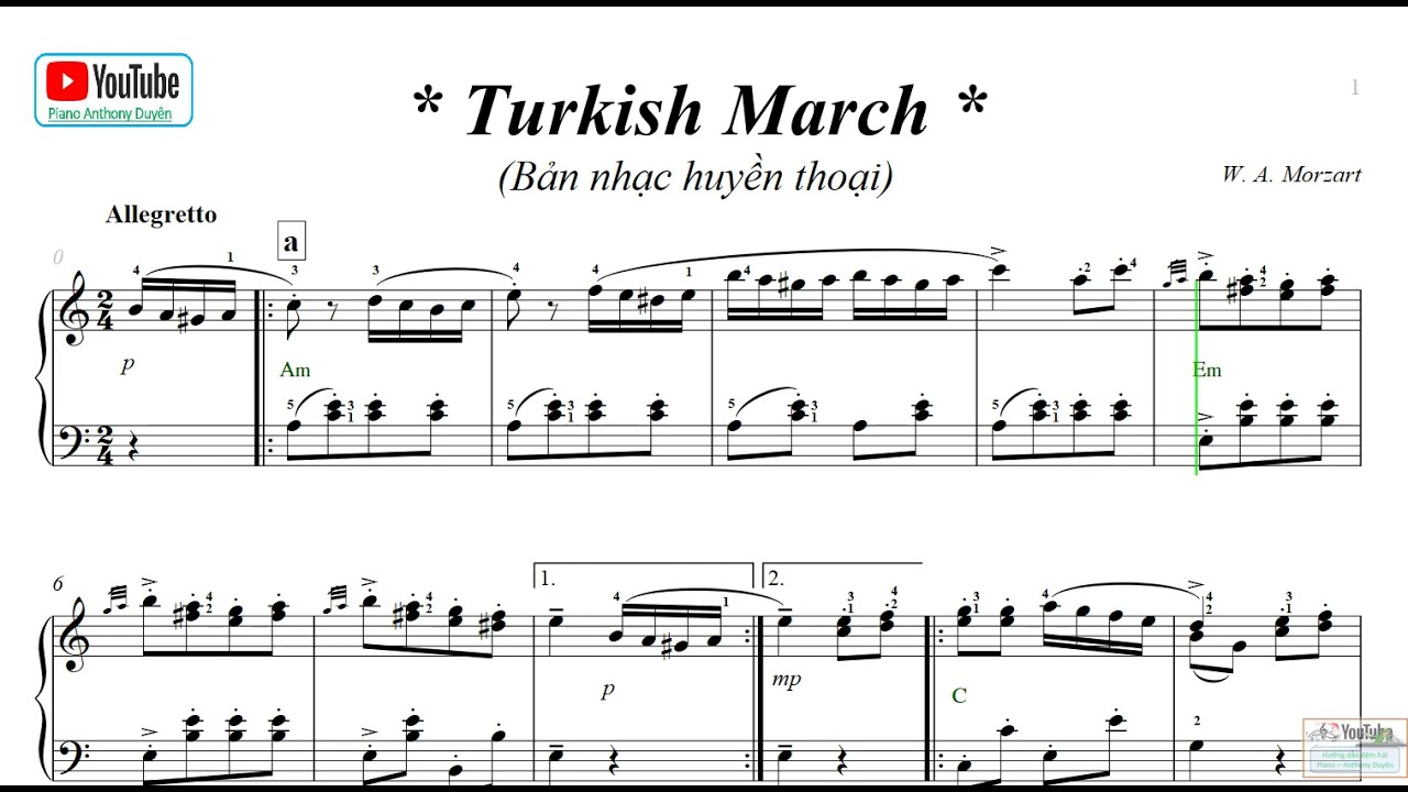 Turkish March - Bản nhạc huyền thoại của Mozart - free sheet - YouTube