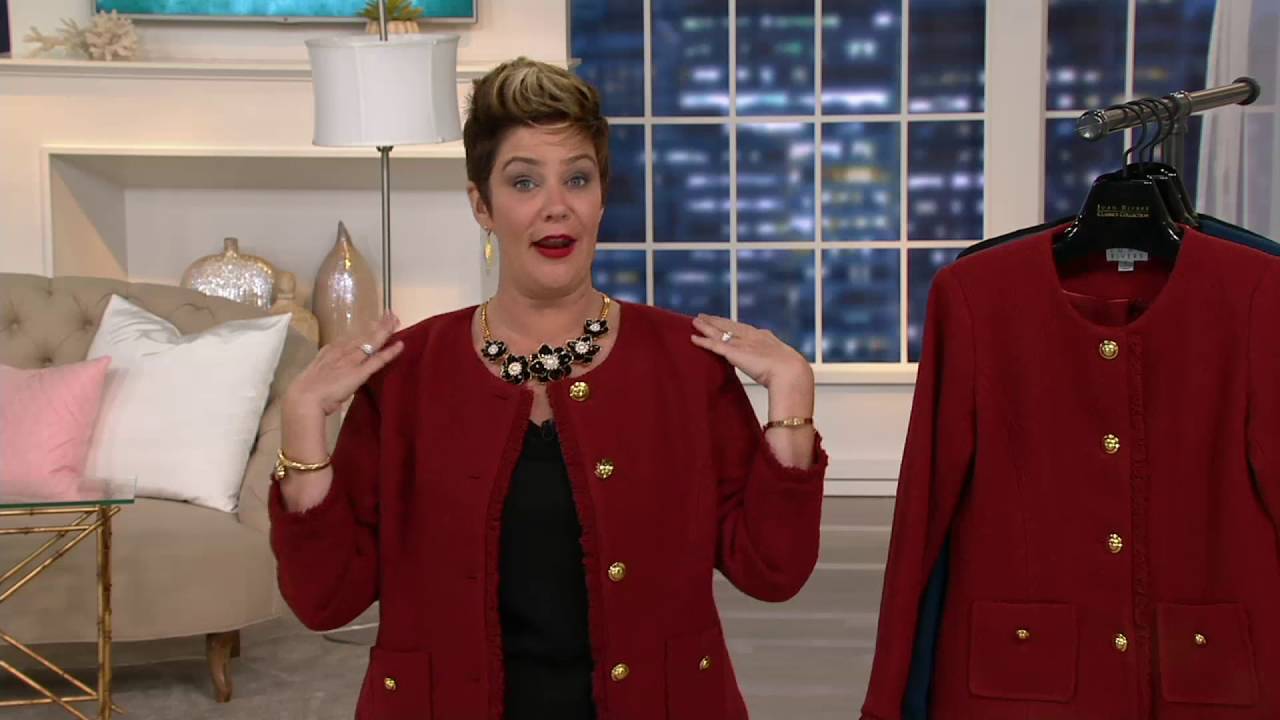 Joan Rivers Boucle Jacket w/ Self Fringe and Bracelet Sleeves on QVC ...
