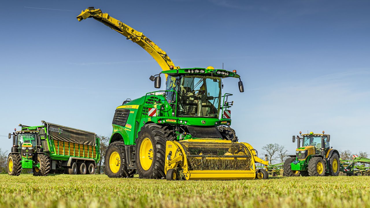 Senáže 2024 - 💪 John Deere 9900i, 3x John Deere 6R, 4x Fendt 900 Vario ...