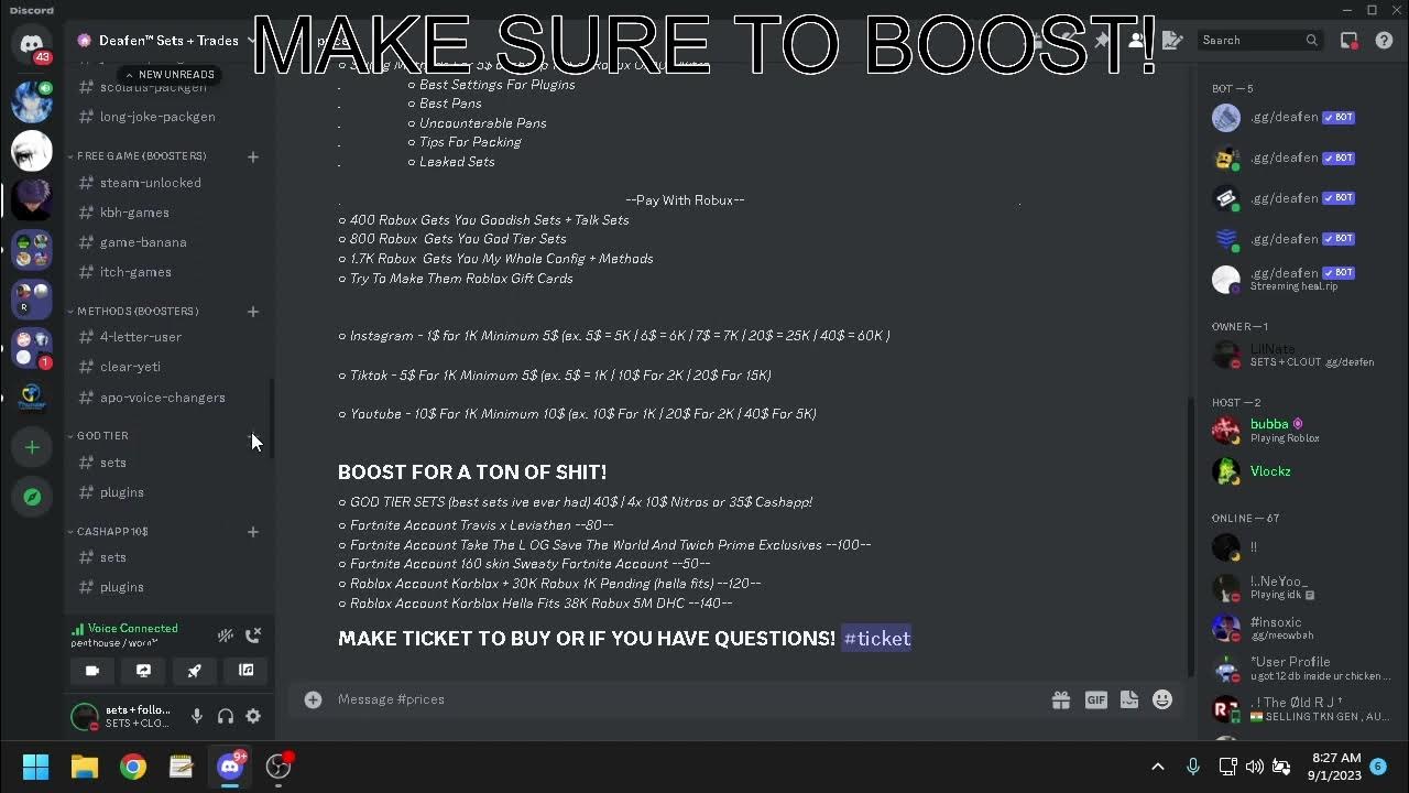 BEST PACKING SETS ON DISCORD .GG/DEAFEN - YouTube