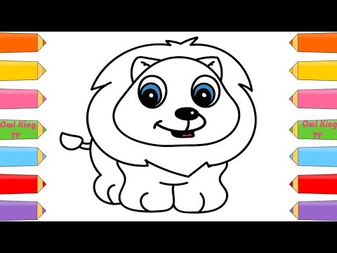 How to Draw Lion, Coloring Pages Animals for Kids | Art Colors for Children with Colorful Markers