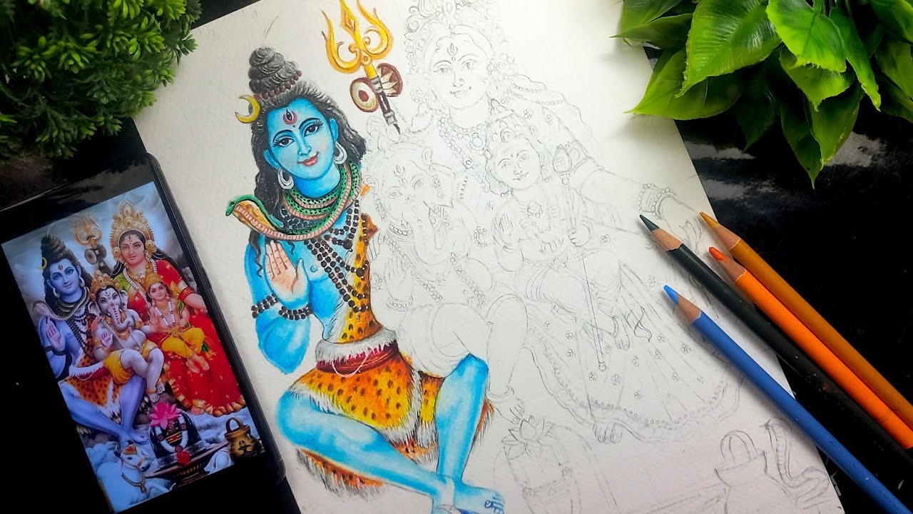Lord Shiva Drawing, Shiva Drawing Oil Pastel, How to Draw Lord Shiva ...