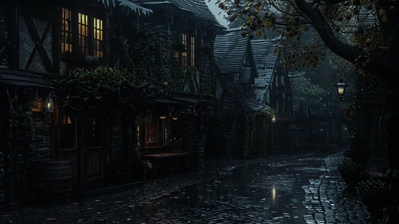 Ancient Town Rainstorm 🌧️ | Soothing Sounds of Rain on Medieval Roads ...