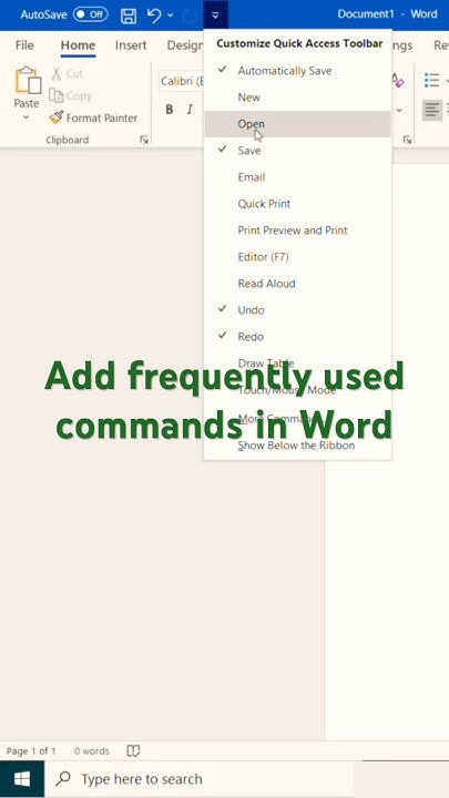 Add frequently used commands in Word - YouTube