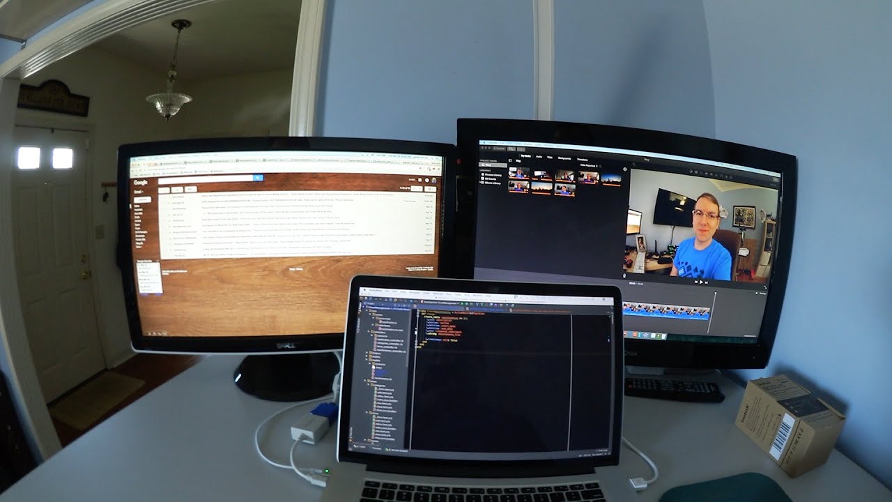 Epic 3-Monitor Macbook Pro Setup! (3.15.2016 Day #222) - YouTube