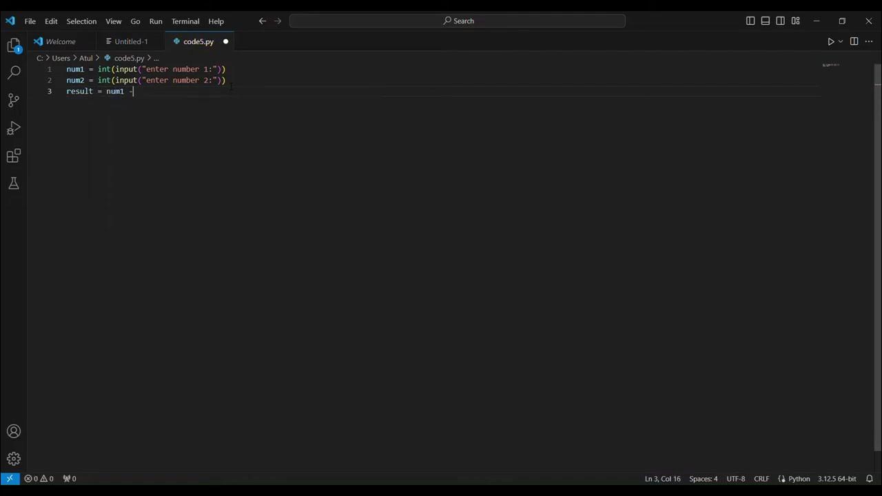 Substraction #python # - YouTube