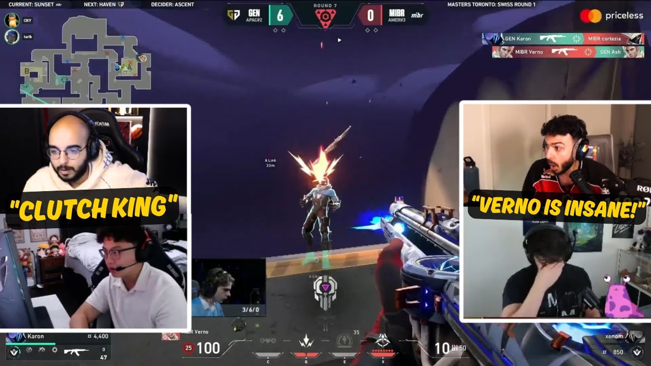 Valorant Pros/Streamers React To MIBR Verno Insane 1v3 CLUTCH Against ...