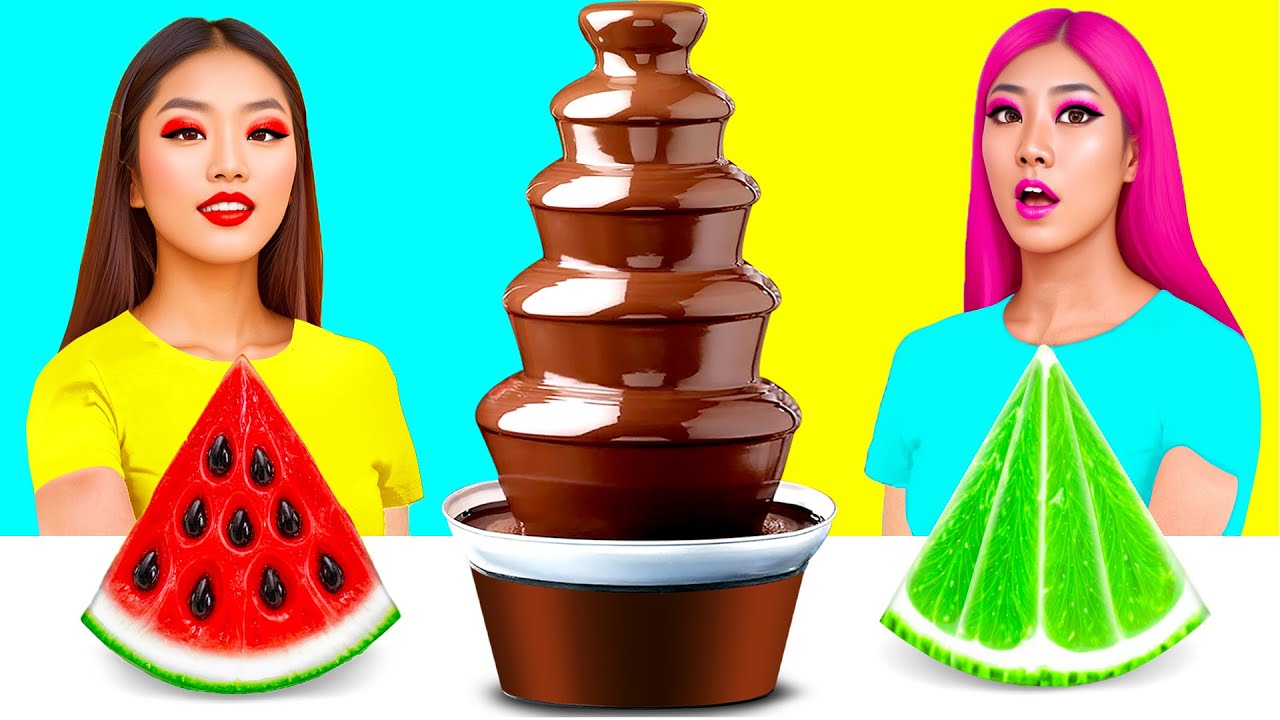 Chocolate Fountain Fondue Challenge | Food Battle by ToonDO Challenge ...
