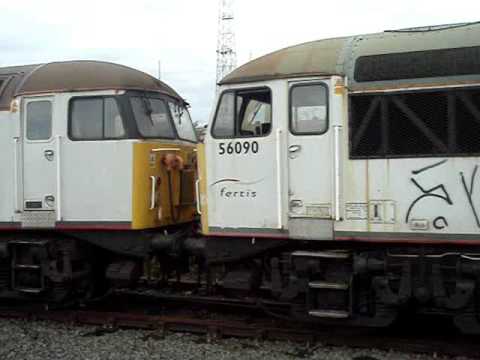 Class 56 , 58 and 37 locomotives at Crewe in the scrap heap ! - YouTube