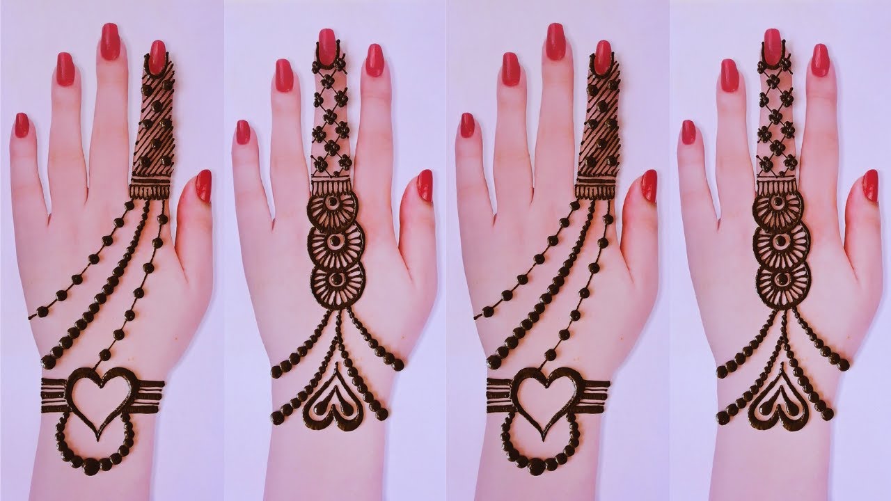 Top 2 Heart shape Mehndi Design for eid| Back Hand Simple Mehndi Design ...