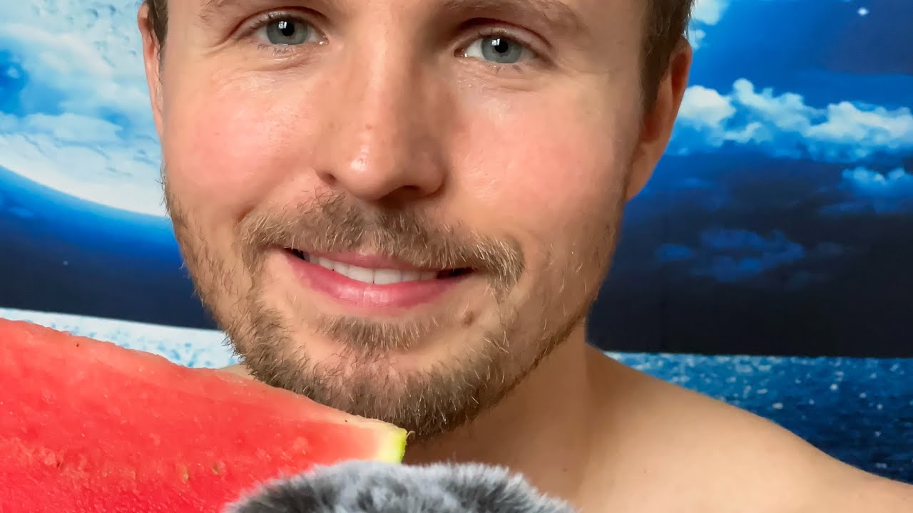 ASMR Intense Eating of a watermelon with extra Slurping crunchy sounds ...
