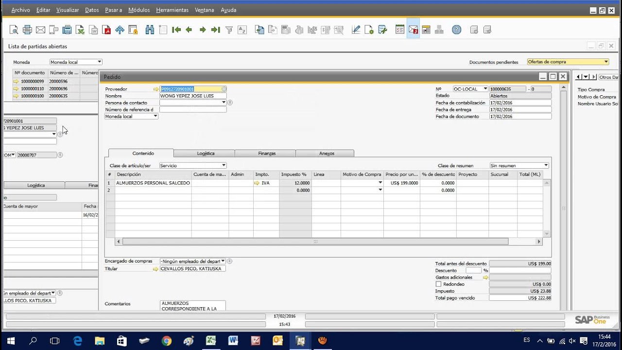 SAP BUSSINES ONE GENERAR ORDEN DE COMPRA DESDE SOLICITUD - YouTube