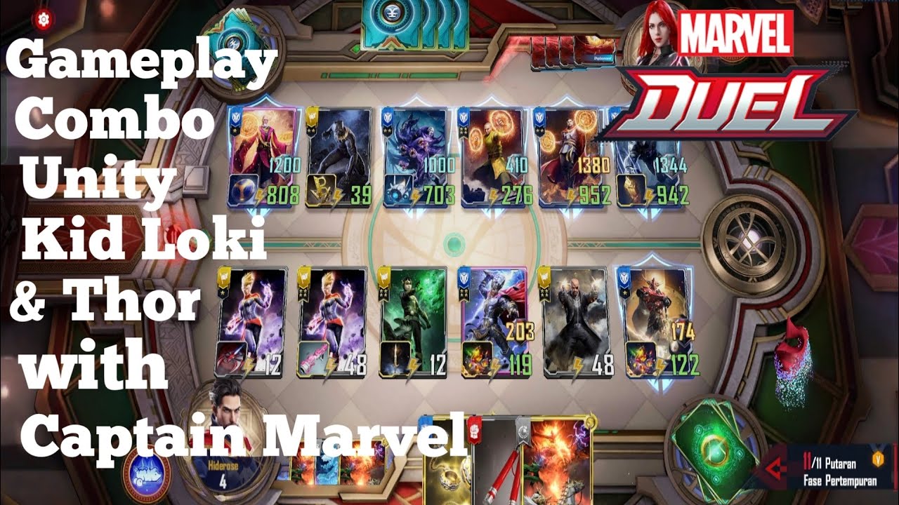 Marvel Duel | Gameplay Meta Combo Captain Marvel with Unity Kid Loki ...