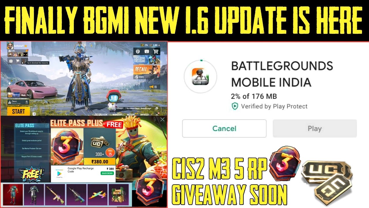 Finally BGMI New 1.6 Update Is Here 🇮🇳 | How To Download 1.6 Update BGMI | C1S2 M3 5 RP Giveaway ...