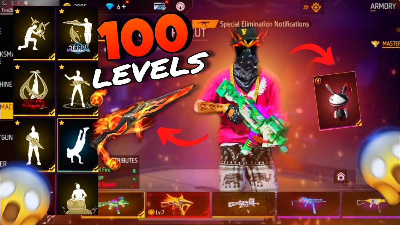 100 Levels 980+ Legendary Bundles 😱🔥| Must Watch This Free Fire ...