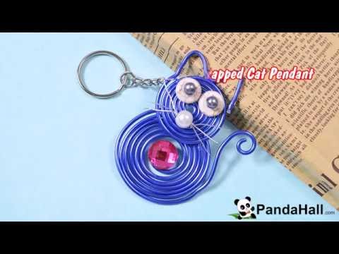 How to Make Cute Keychains with Blue Wire Wrapped Cat Pendant - YouTube