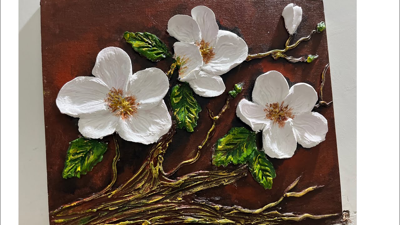 Texture flowers painting PART-2, how to paint texture flowers painting ...