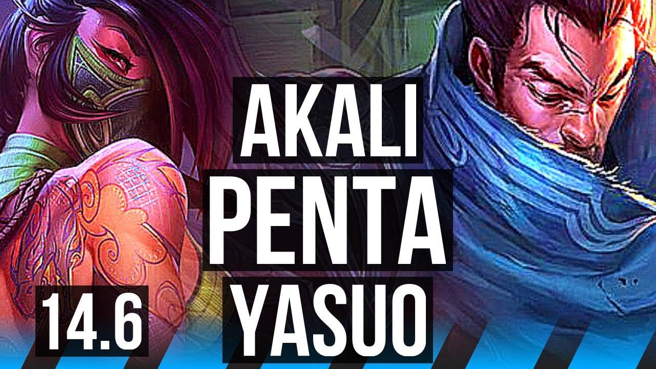 AKALI vs YASUO (MID) | Penta, 15/1/3, Legendary, 6 solo kills, 300 ...