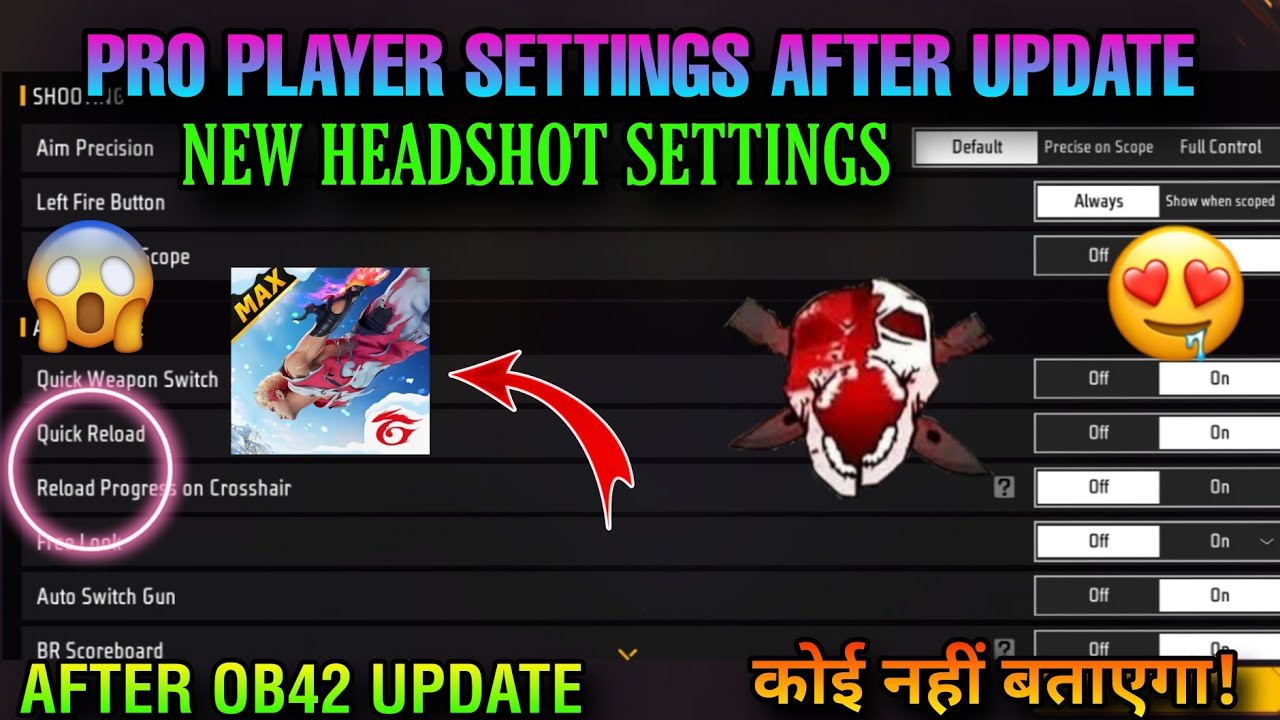 FREE FIRE MAX SETTING AFTER OB42 UPDATE | FREE FIRE HEADSHOT SETTING ...