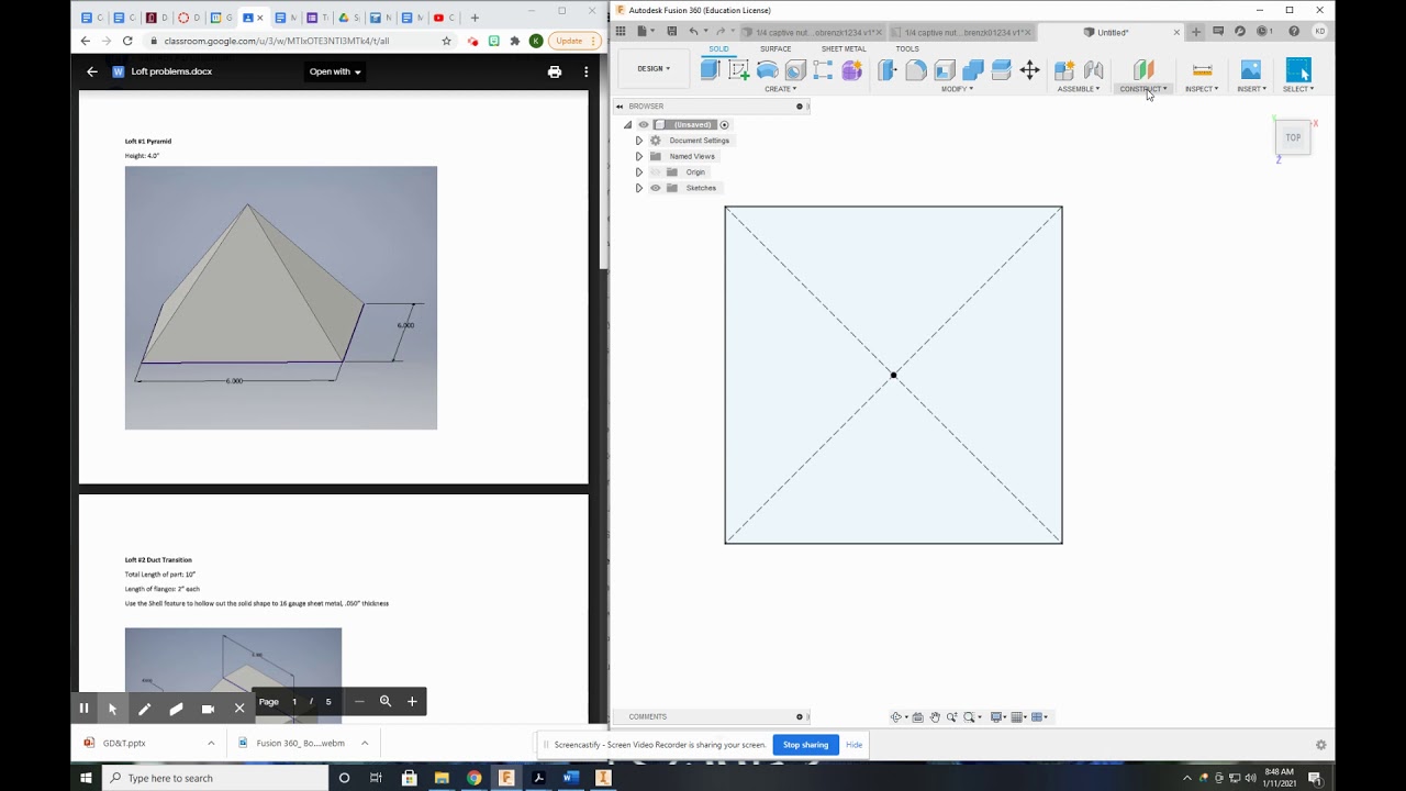 Fusion 360 Loft object #1 Pyramid - YouTube
