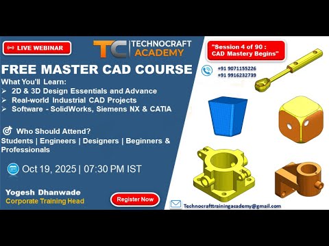 FREE MASTER CAD COURSE LIVE WEBINAR | SOLIDWORKS Part Modeling ...
