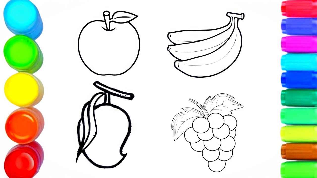 Fruit Drawing For Nursery Kids ||My Kids School || - YouTube