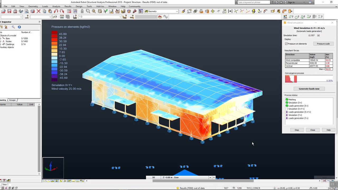 Wind simulated By Autodesk robot structural analysis professional 2018 ...