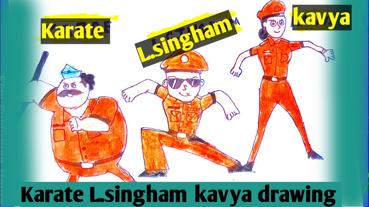 how to draw a little Singham Karate and kavya drawing easy step-by-step ...