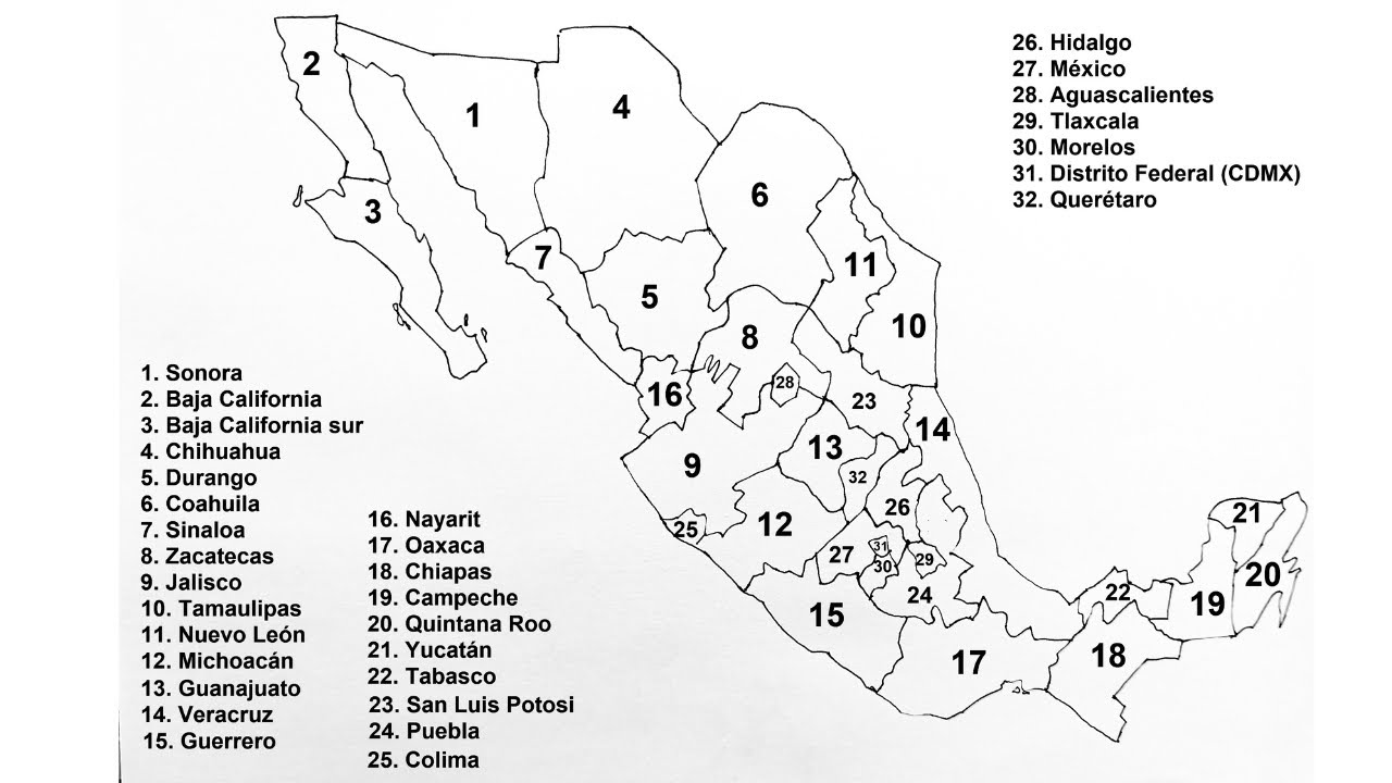 Cómo Dibujar el Mapa de México y sus estados - YouTube