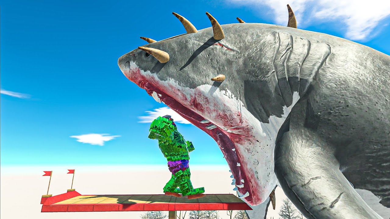 MUTANT MEGALODON EATS HULK - Animal Revolt Battle Simulator - YouTube
