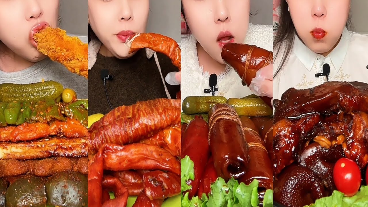 Chinese Grilled Intestine, Pig Skin Roll, Snout, Ear & More Mukbang ...