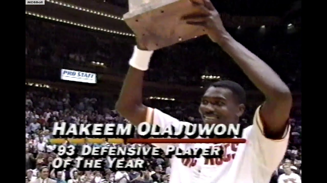 Hakeem Olajuwon Wins The 1993 NBA Defensive Player Of The Year Award ...