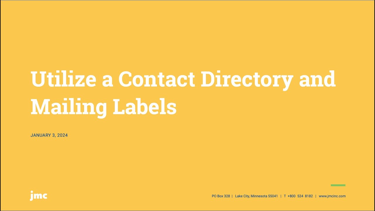 010324 Utilize a Contact Directory and Mailing Labels - YouTube