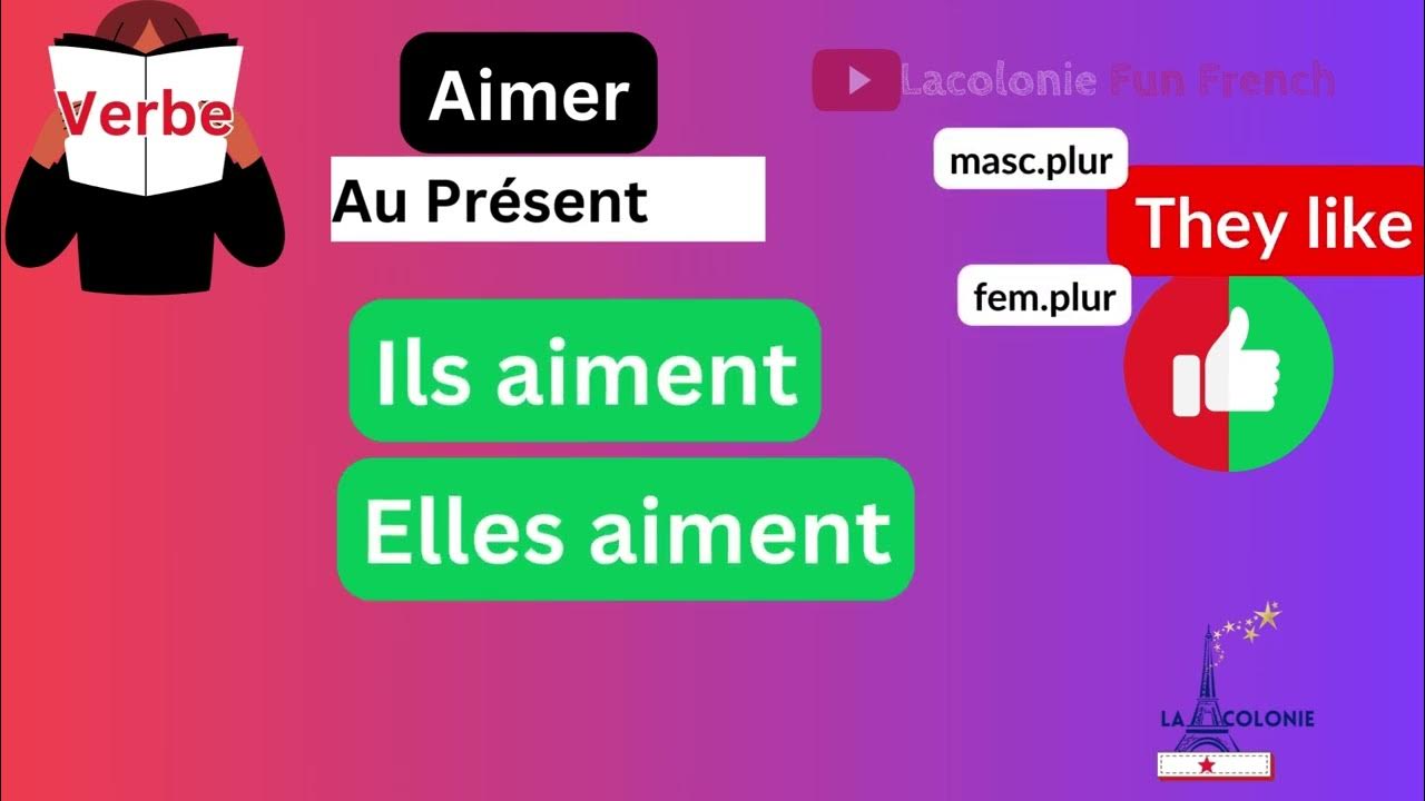 Verbe aimer au présent I Verb to like in present tense in french - YouTube