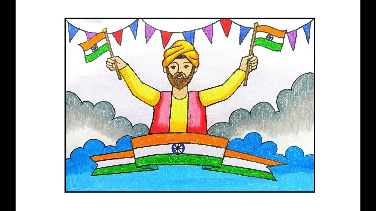 INDEPENDENCE DAY DRAWING/ INDEPENDENCE DAY DRAWING EASY STEPS/HOW TO ...