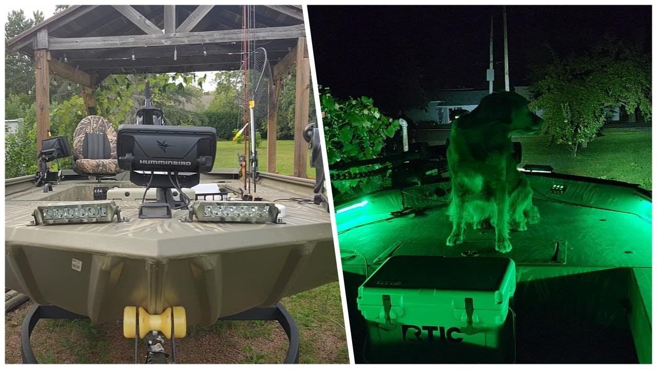1654 Tracker Grizzly Sportsman Jon Boat LED light Project - YouTube