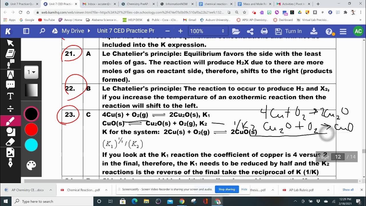 AP Chemistry Unit 7 Test Review Session - YouTube