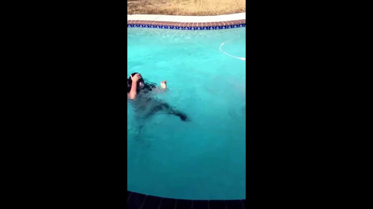 Kaitlin gets thrown into swimming pool! - YouTube