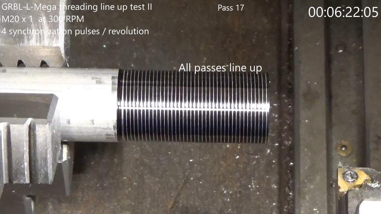 GRBL-L-Mega lathe threading testing : Part 1/4 the line up test at no ...