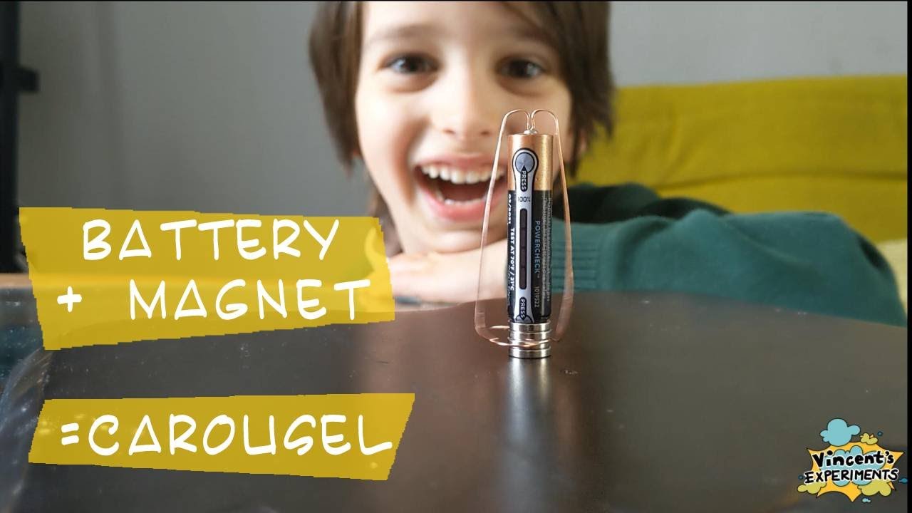 Magnet and battery carousel experiment - YouTube