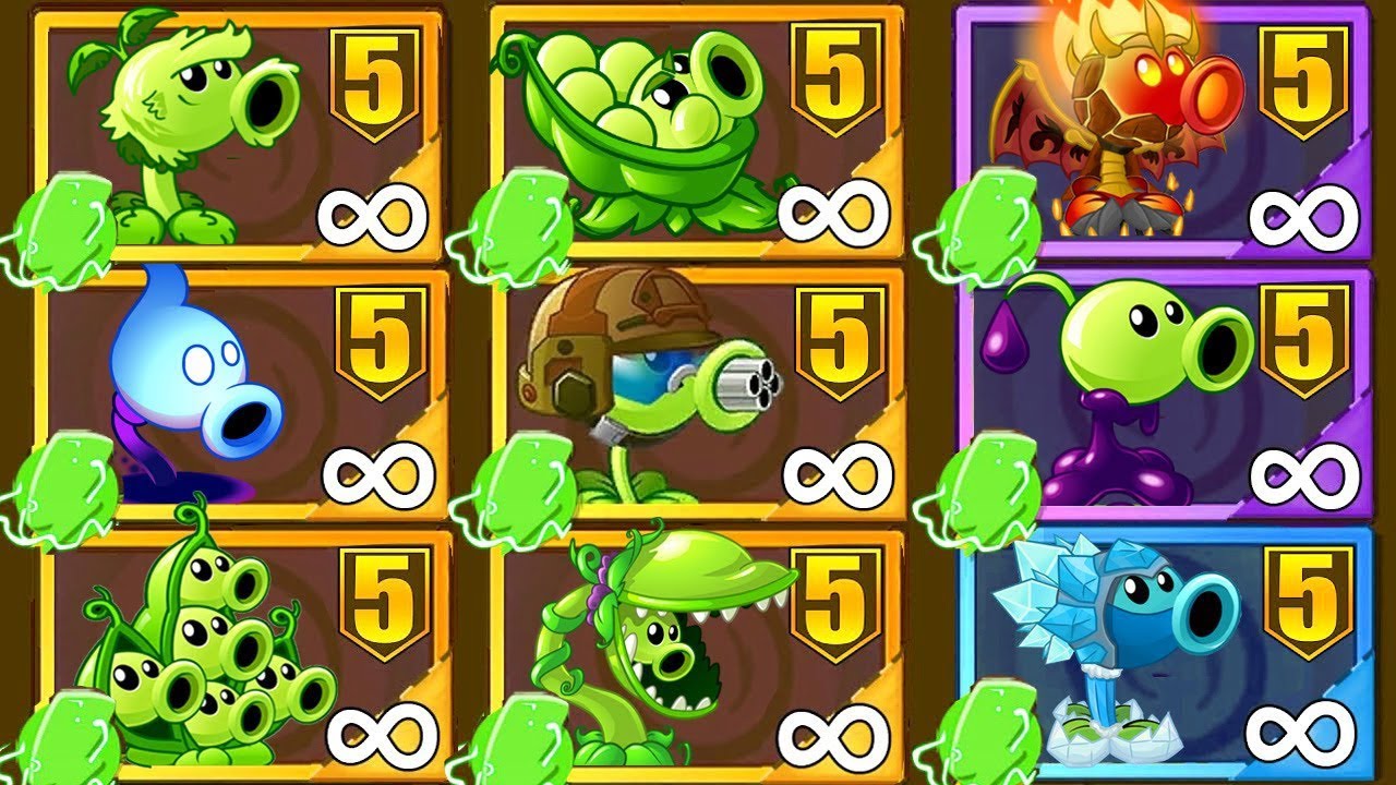 PvZ 2 Chinese - Every Peashooter and Other Plants use 5 Plant Food Vs ...